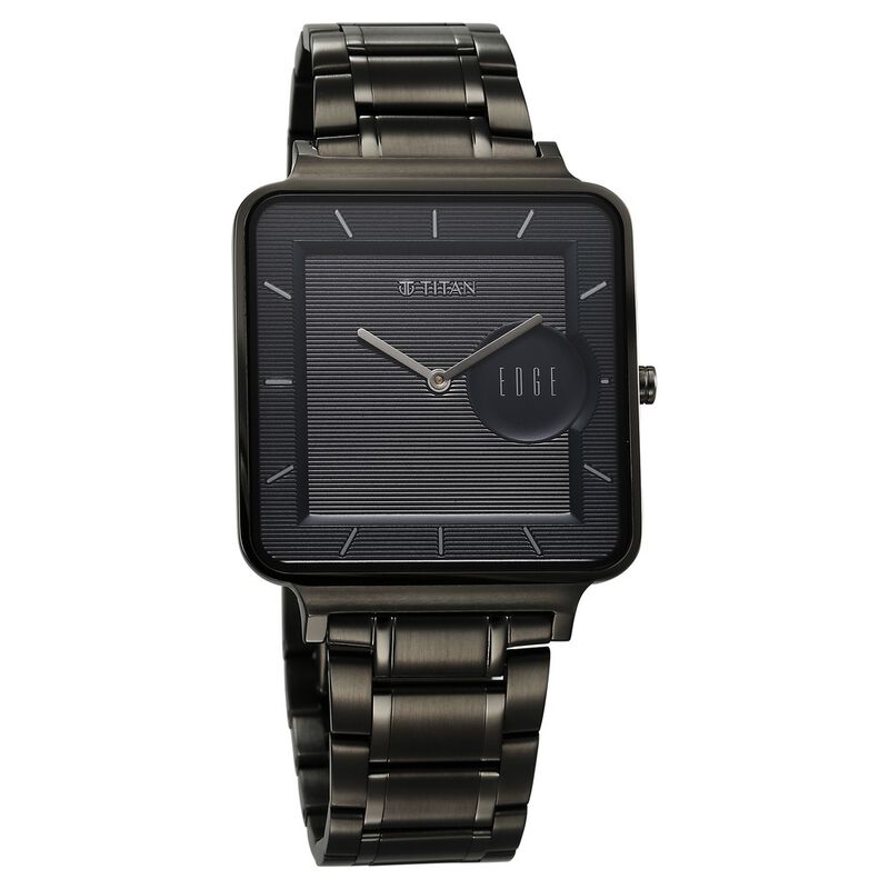 Buy Online Titan Edge Quad Quartz Analog Blue Dial With Grey Stainless ...