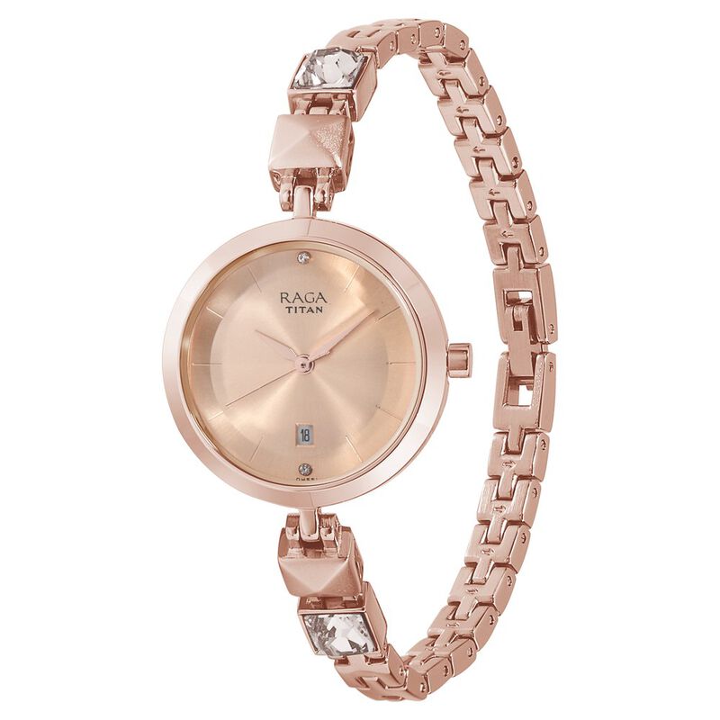 Buy Online Titan Raga Viva Rose Gold Dial Analog Metal Strap watch for ...