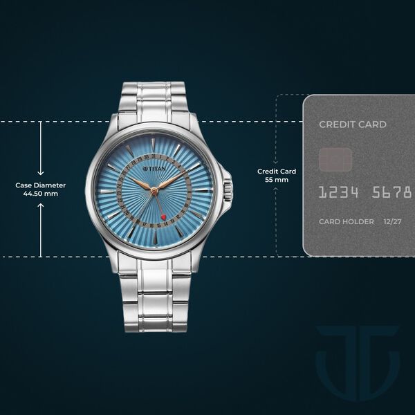 Buy Online Titan Karishma Quartz Analog with Date Blue Dial Stainless ...