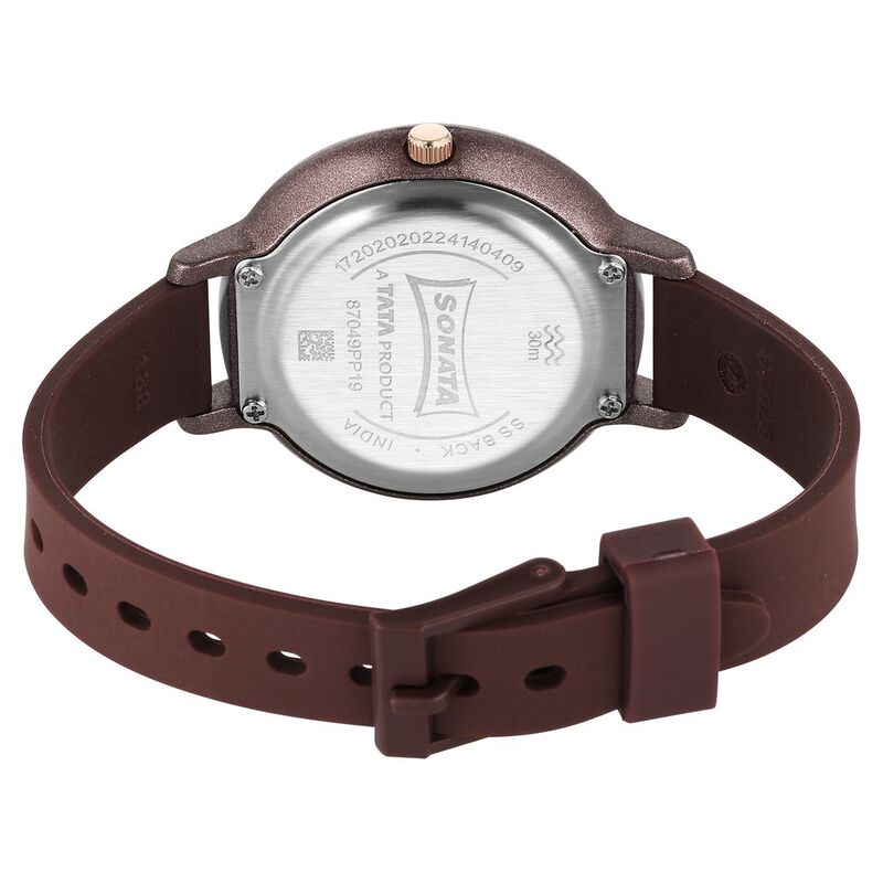 Buy Online Sonata Splash Quartz Analog Brown Dial Plastic Strap Watch ...