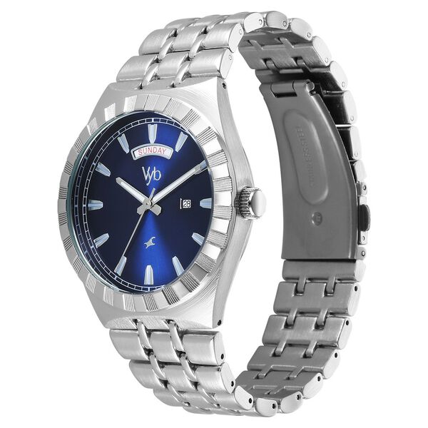 Buy Online Fastrack Vyb Orion Quartz Analog Blue Dial Silver Color ...