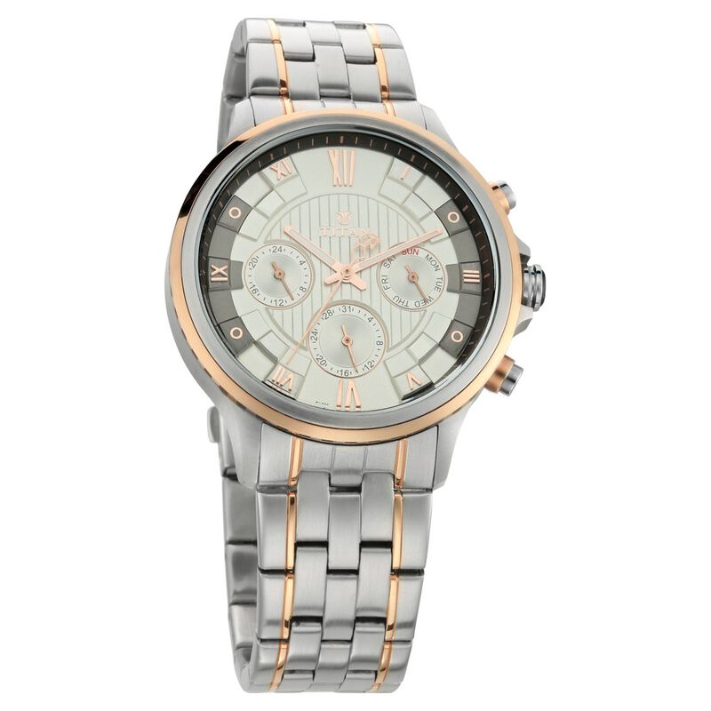 Buy Online Titan Grandmaster Silver Dial Quartz Multifunction Metal ...