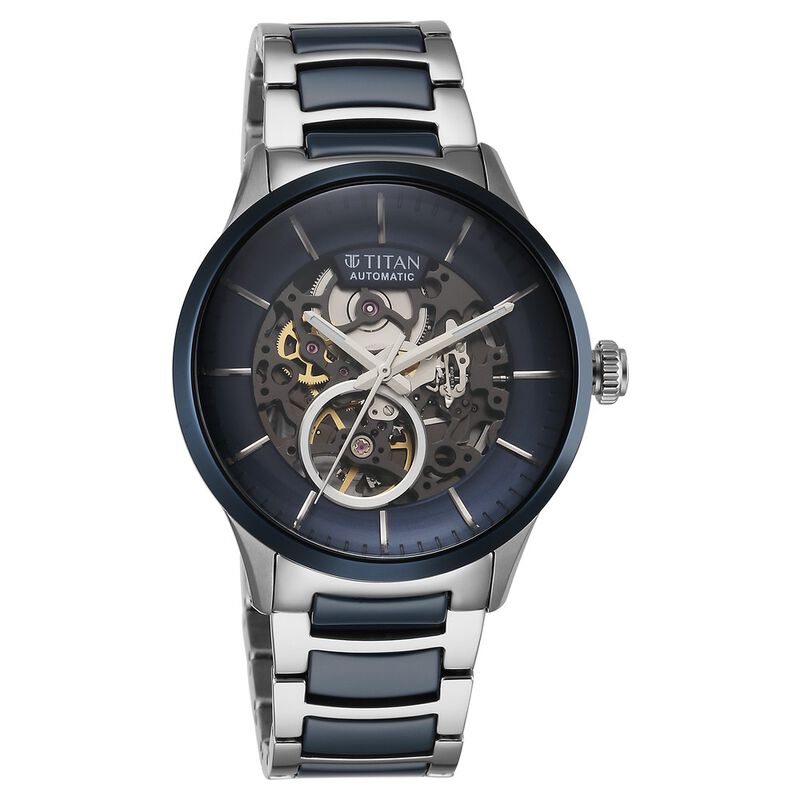 Buy Online Titan Ceramic Fusion Automatic Blue Dial Silver Dual-Toned ...