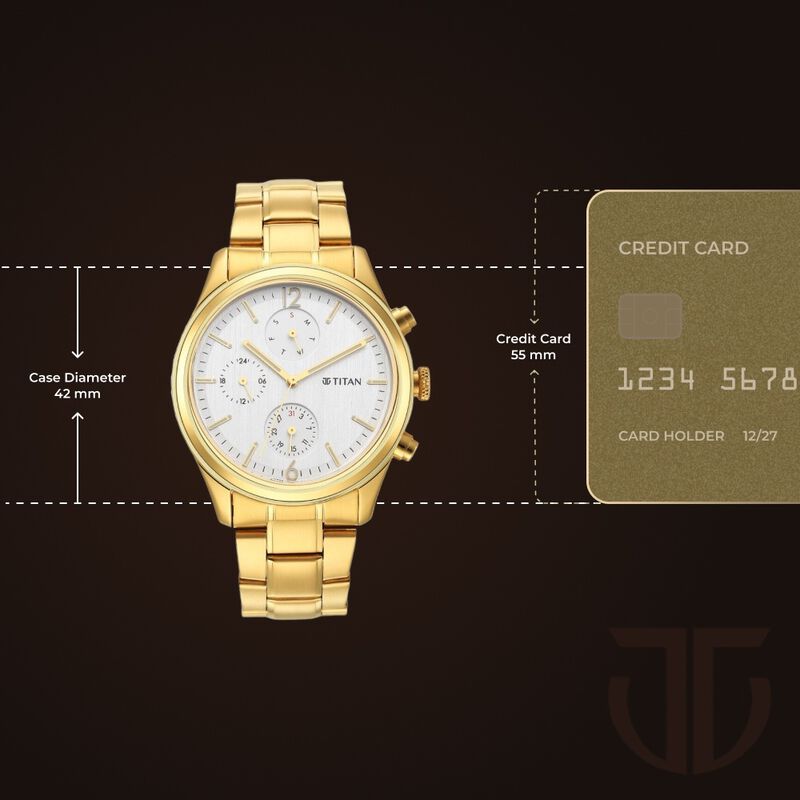 Buy Online Titan Black and Gold Silver Dial Analog with Day and Date ...