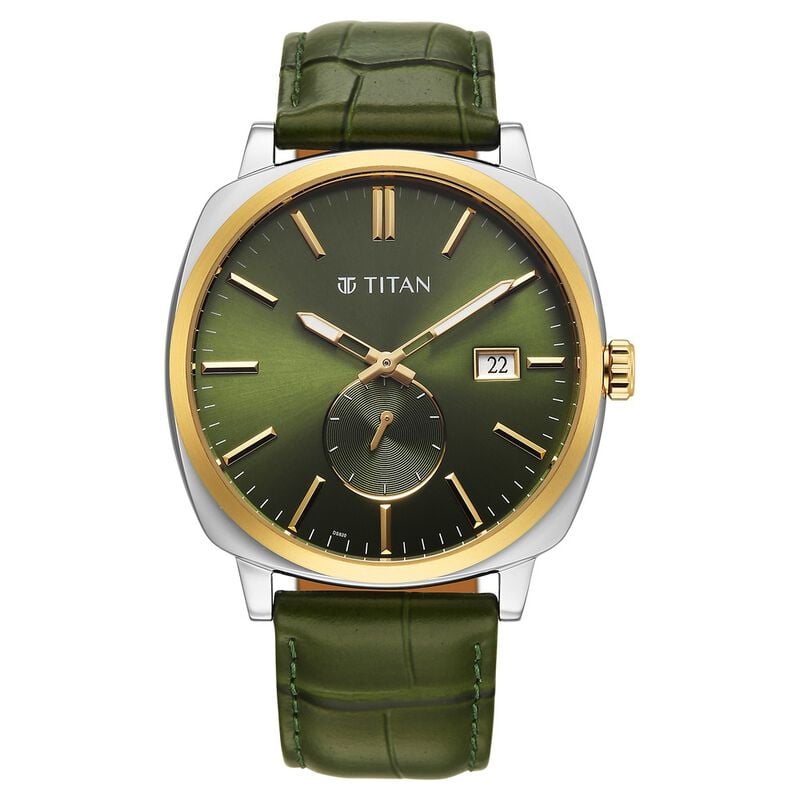 Buy Online Titan Classique Suave Analog with Green Dial Green Leather ...