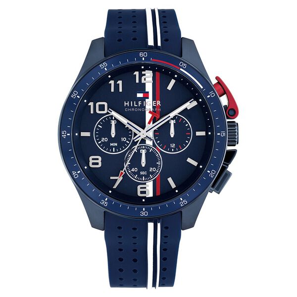 Buy Online Tommy Hilfiger Quartz Chronograph Blue Dial Blue Silicone ...