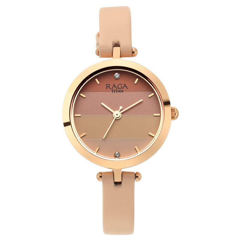 Buy Online Raga Women's Blossom Elegance Pastel Pink Dial & Leather ...