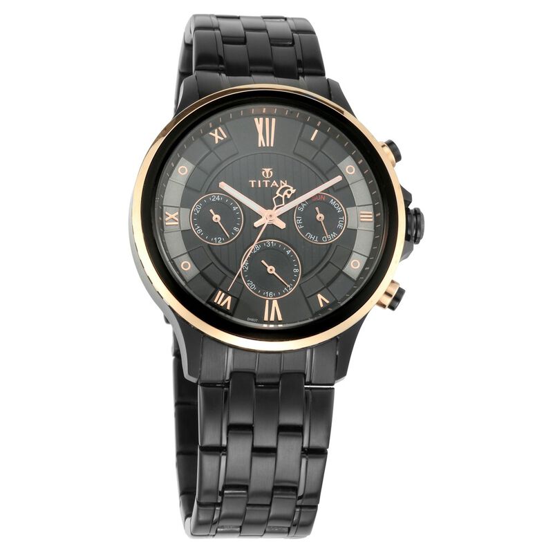 Buy Online Titan Grandmaster Black Dial Quartz Multifunction Metal ...