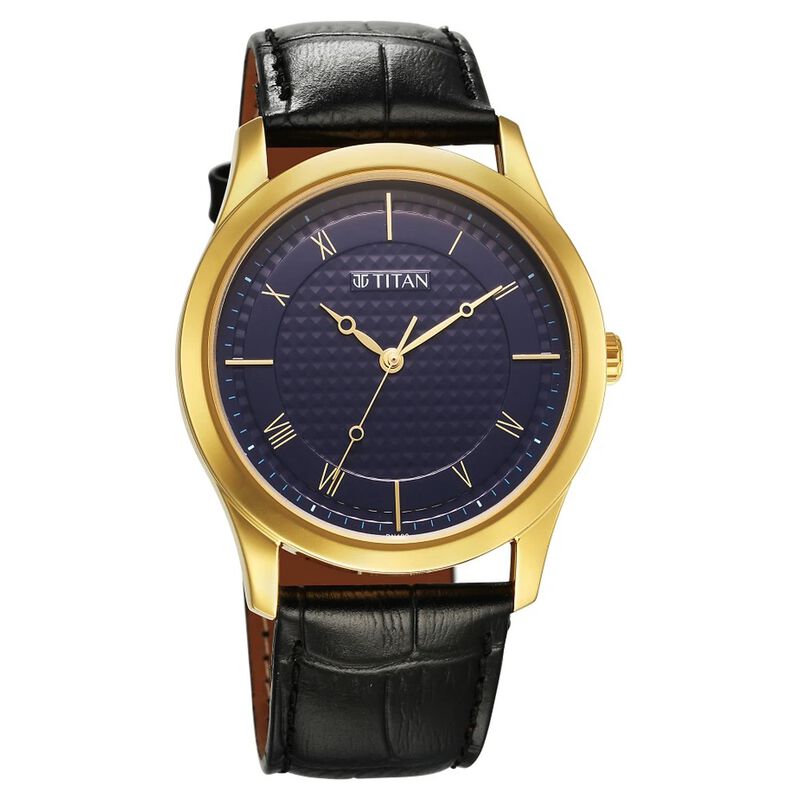 Buy Online Titan Karishma Blue Dial Analog Leather Strap watch for Men ...
