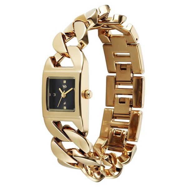 Buy Online Vyb Runway By Fastrack Quartz Analog Black Dial Golden Metal ...