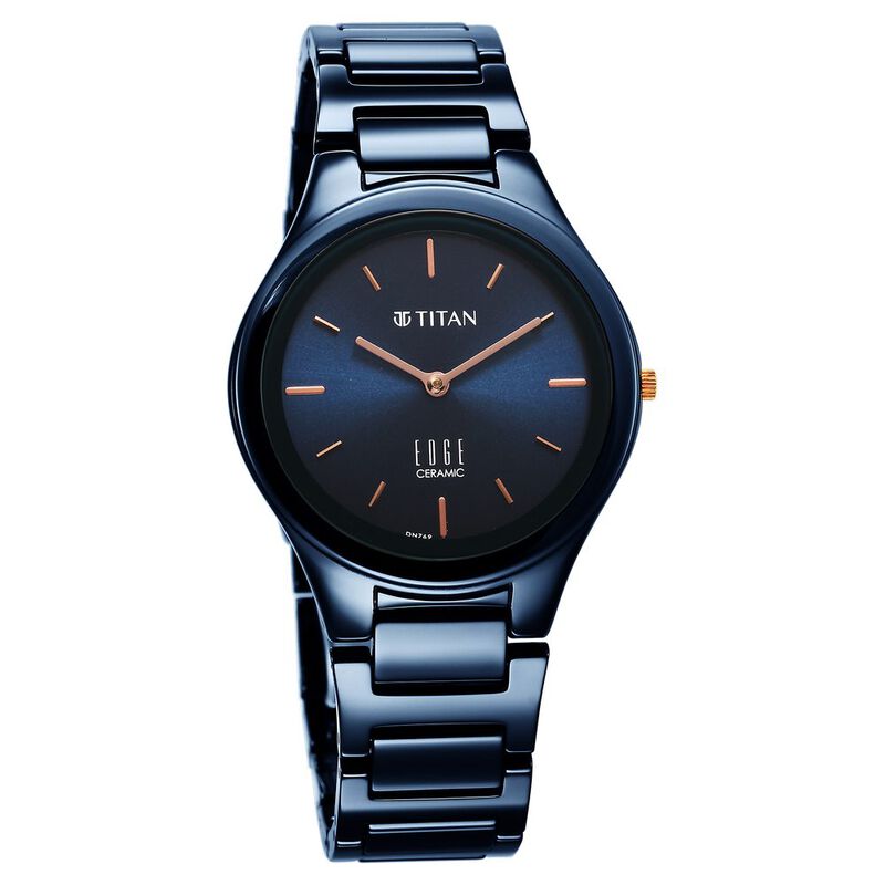 Buy Online Titan Edge Ceramic Quartz in Atlantic Blue Dial Watch for ...