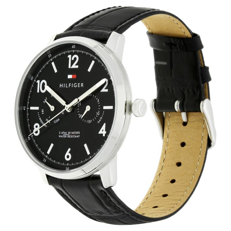 Buy Online Tommy Hilfiger Quartz Multifunction Black Dial Leather Strap ...