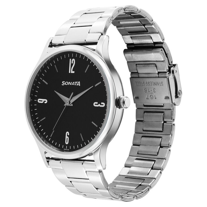 Buy Online Sonata Aspire Quartz Analog Black Dial Stainless Steel Strap ...