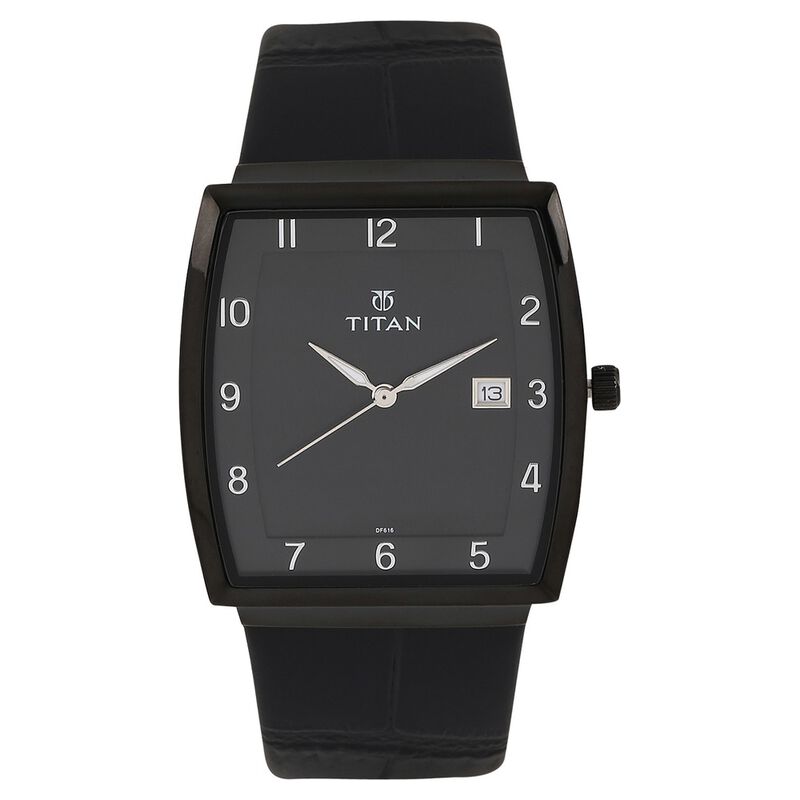 Buy Online Titan Quartz Analog with Date White Dial Leather Strap Watch ...