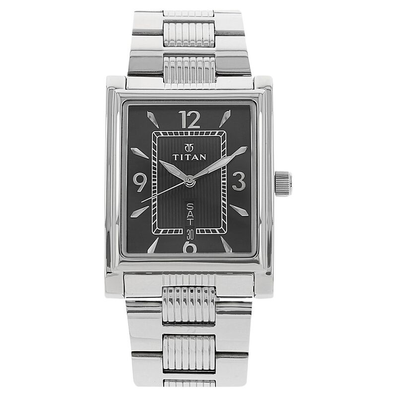 Buy Online Titan Quartz Analog with Day and Date Black Dial Stainless ...
