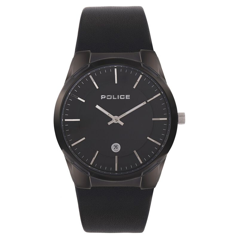 Buy Online Police Quartz Analog Black Dial Leather Strap Watch for Men ...