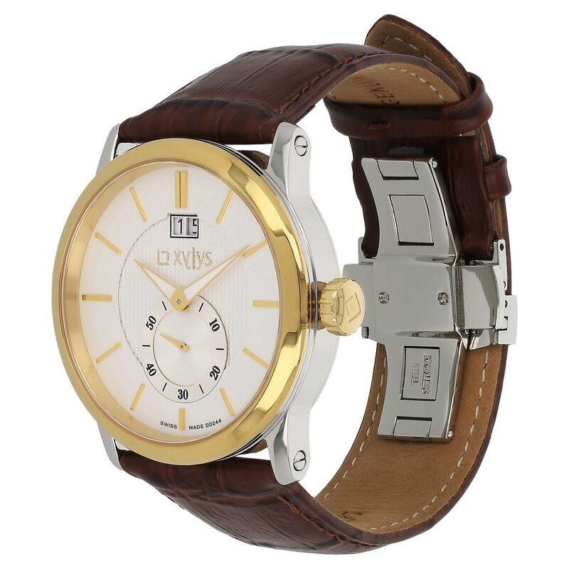 Buy Online Xylys Quartz Analog with Date White Dial Leather Strap Watch ...