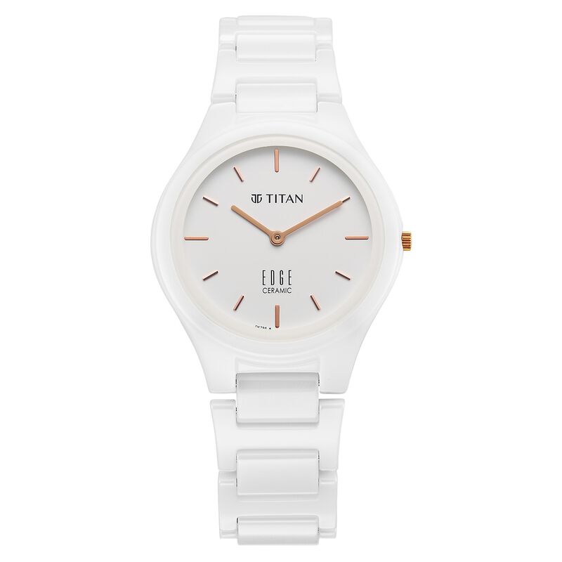Buy Online Titan Edge Ceramic Slim Ceramic Strap Arctitc White Dial ...