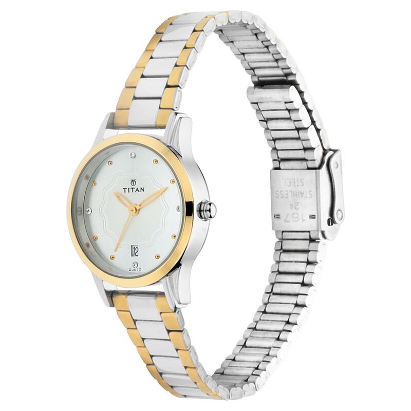 Buy Online Titan Quartz Analog with Date Silver Dial Metal Strap Watch ...