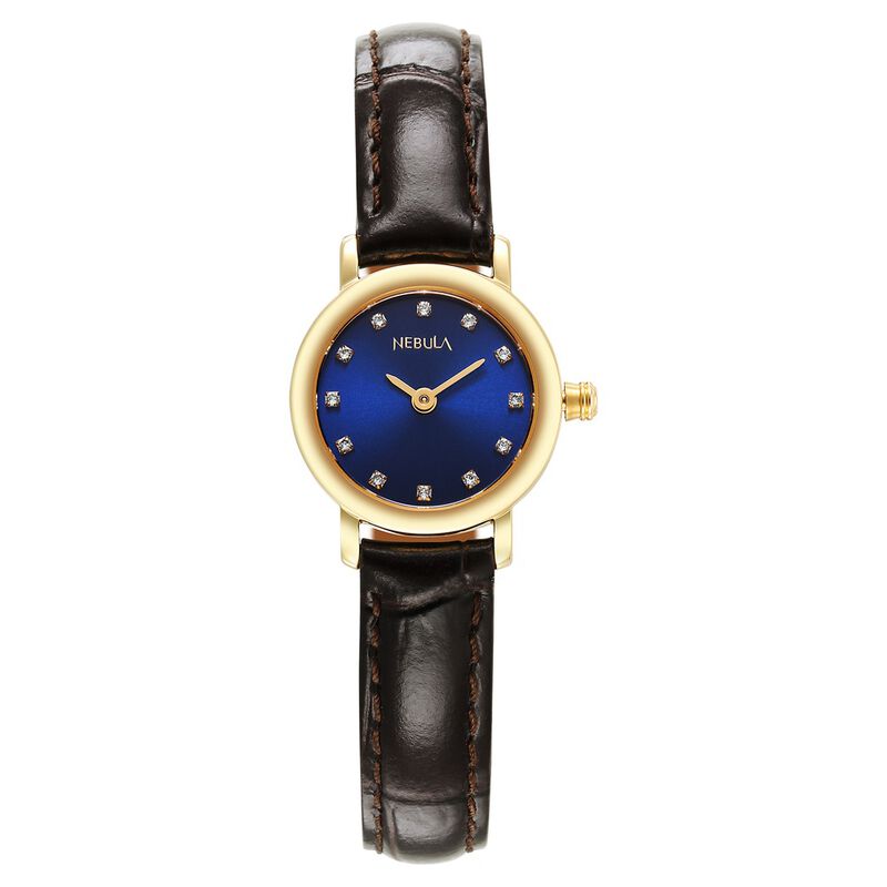 Buy Online Nebula Quartz Analog Blue Dial 18 Karat Gold Strap Watch for ...