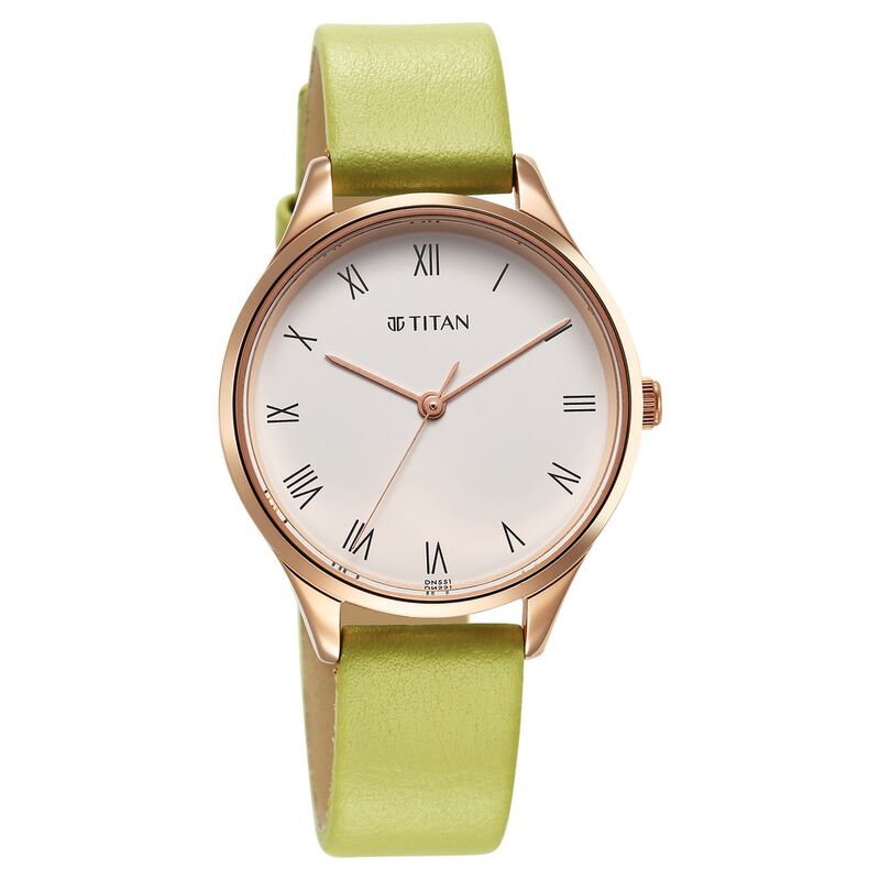 Buy Online Titan Workwear Green Leather Strap watch for Women ...