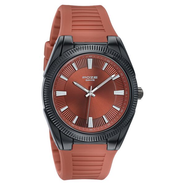 Buy Online Poze By Sonata Quartz Analog Orange Dial Orange Silicone ...