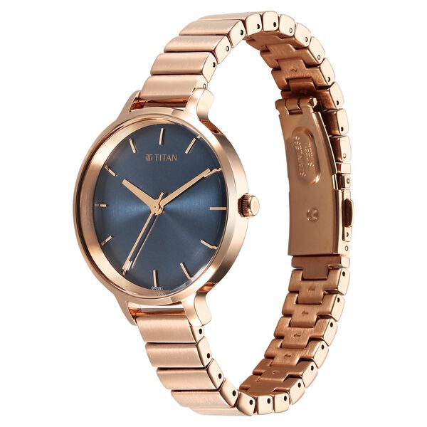 Buy Online Titan Secluded Quartz Analog Blue Dial Metal Strap Watch For ...