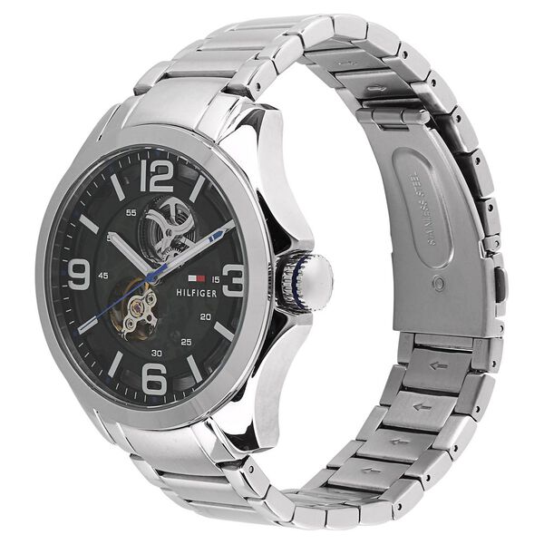 Buy Online Tommy Hilfiger Automatic Black Dial Stainless Steel Strap ...