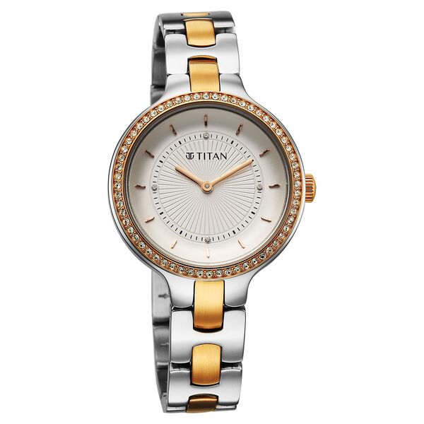 Buy Online Titan Glamour Quartz Analog White Dial Two Toned Stainless ...