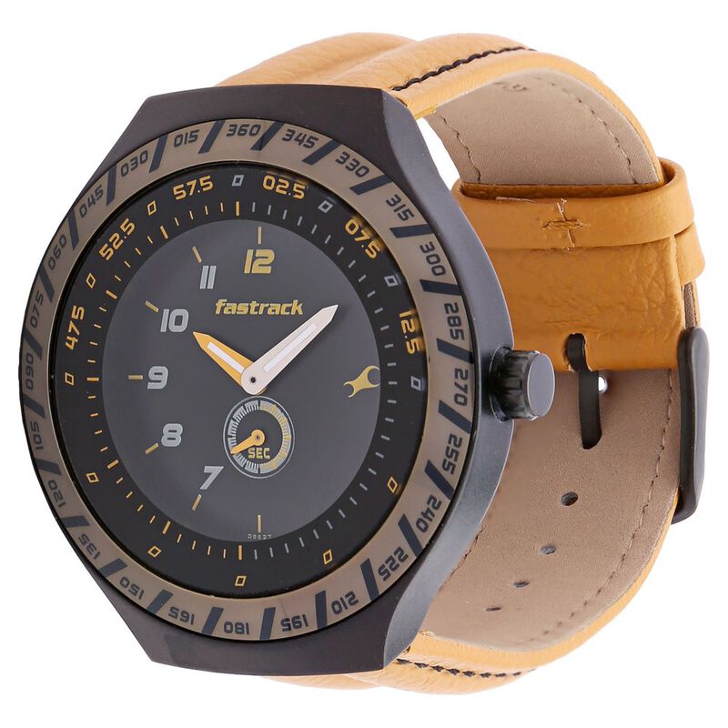 Buy Online Fastrack Quartz Analog Black Dial Leather Strap Watch for ...