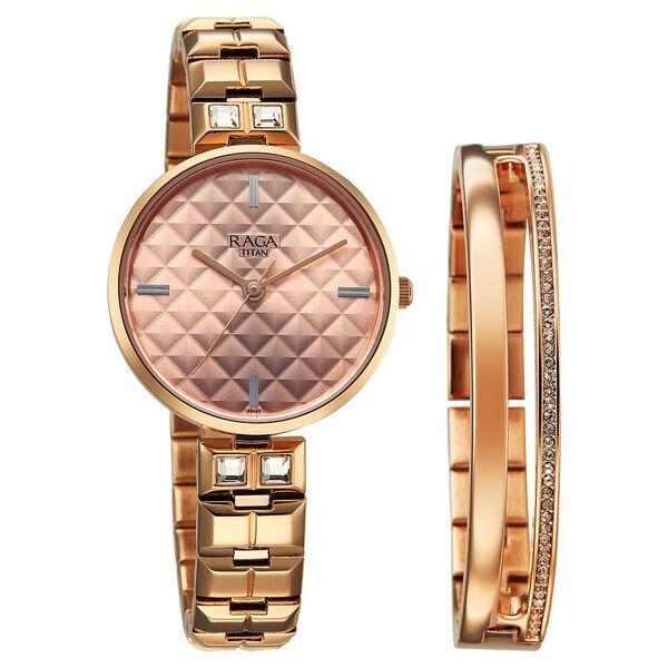 Buy Online Titan Raga Contempore Quartz Analog Rose Gold Dial Metal ...