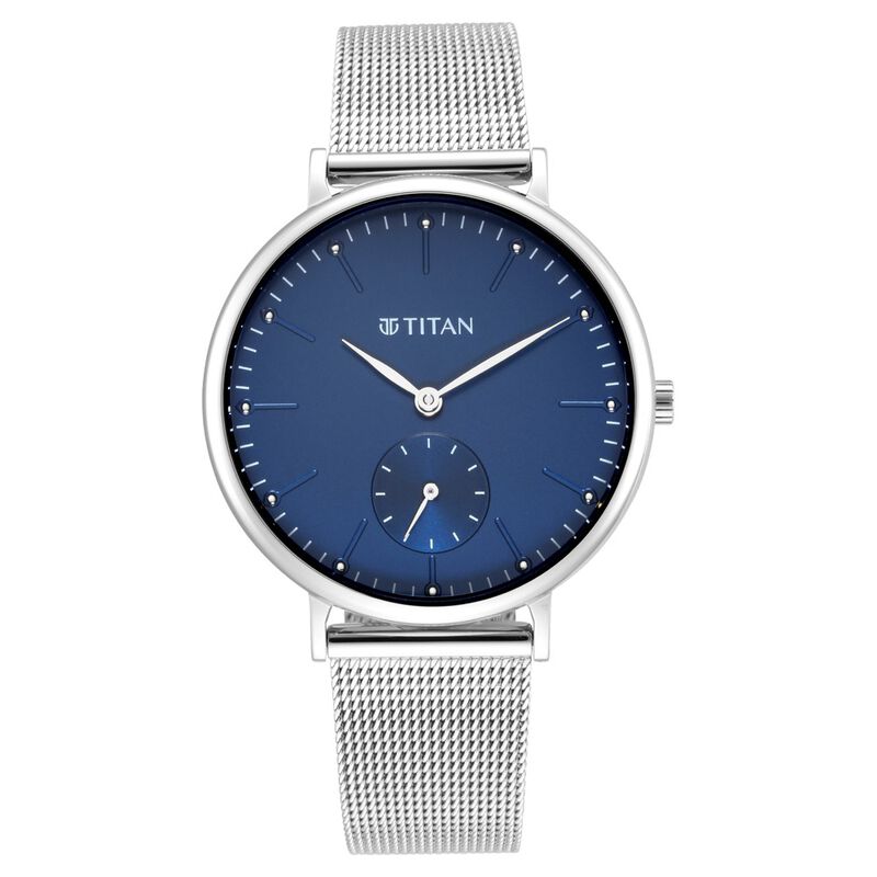 Buy Online Titan Slimline Quartz Analog Offset Second Hand Blue Dial ...