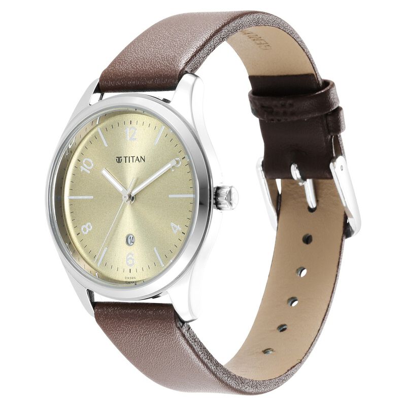 Buy Online Titan Trendsetters Beige Dial Analog Leather Strap watch for Women - 2639sl10 | Titan