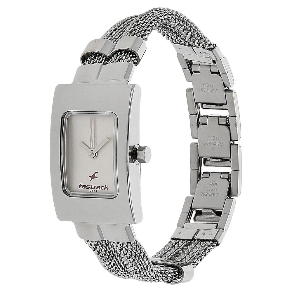 Fastrack Quartz Analog Silver Dial Stainless Steel Strap Watch for Girls