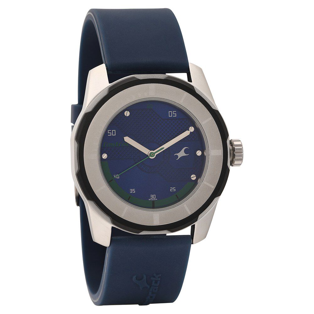 Fastrack Quartz Analog Blue Dial Plastic Strap Watch for Guys