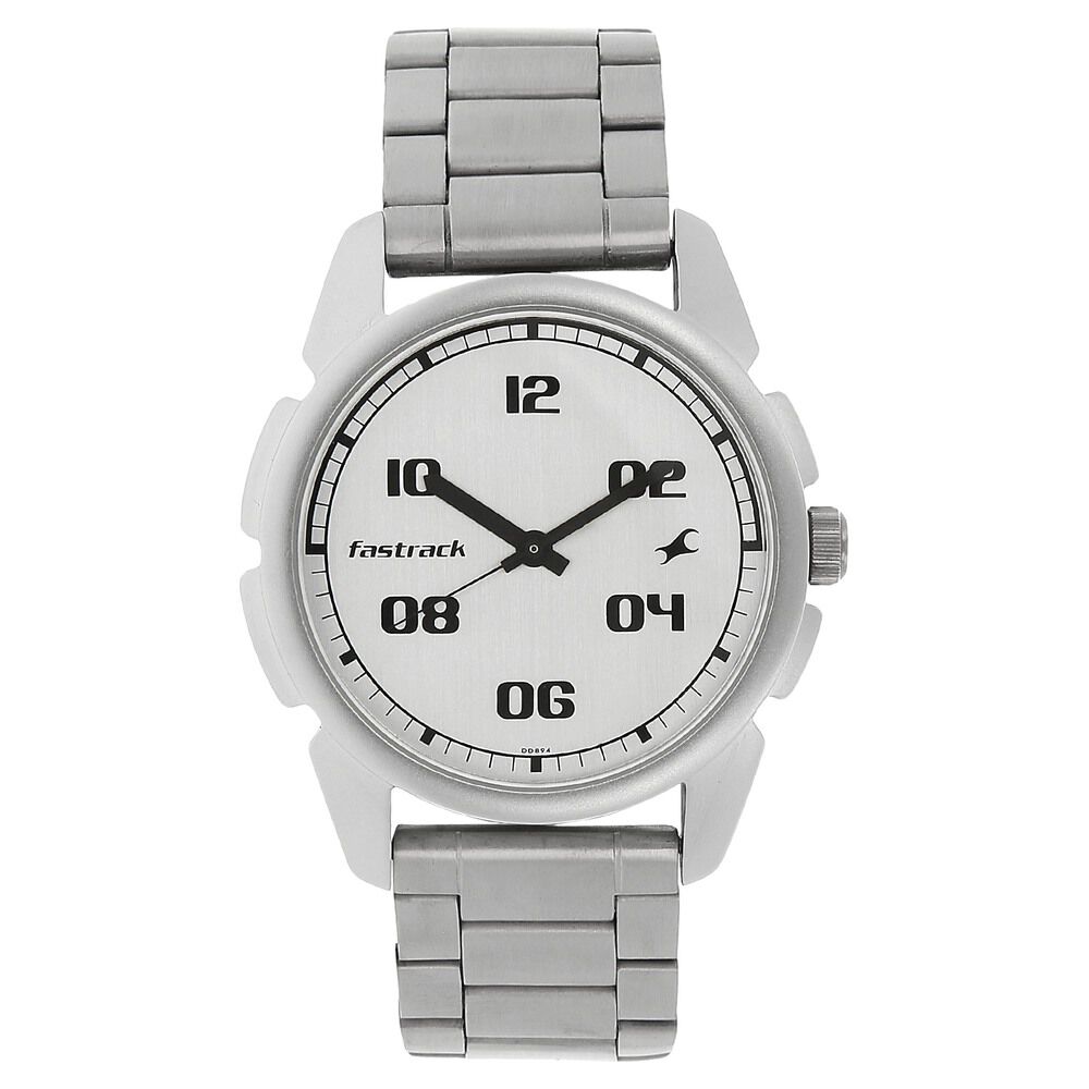 Fastrack Quartz Analog Silver Dial Stainless Steel Strap Watch for Guys