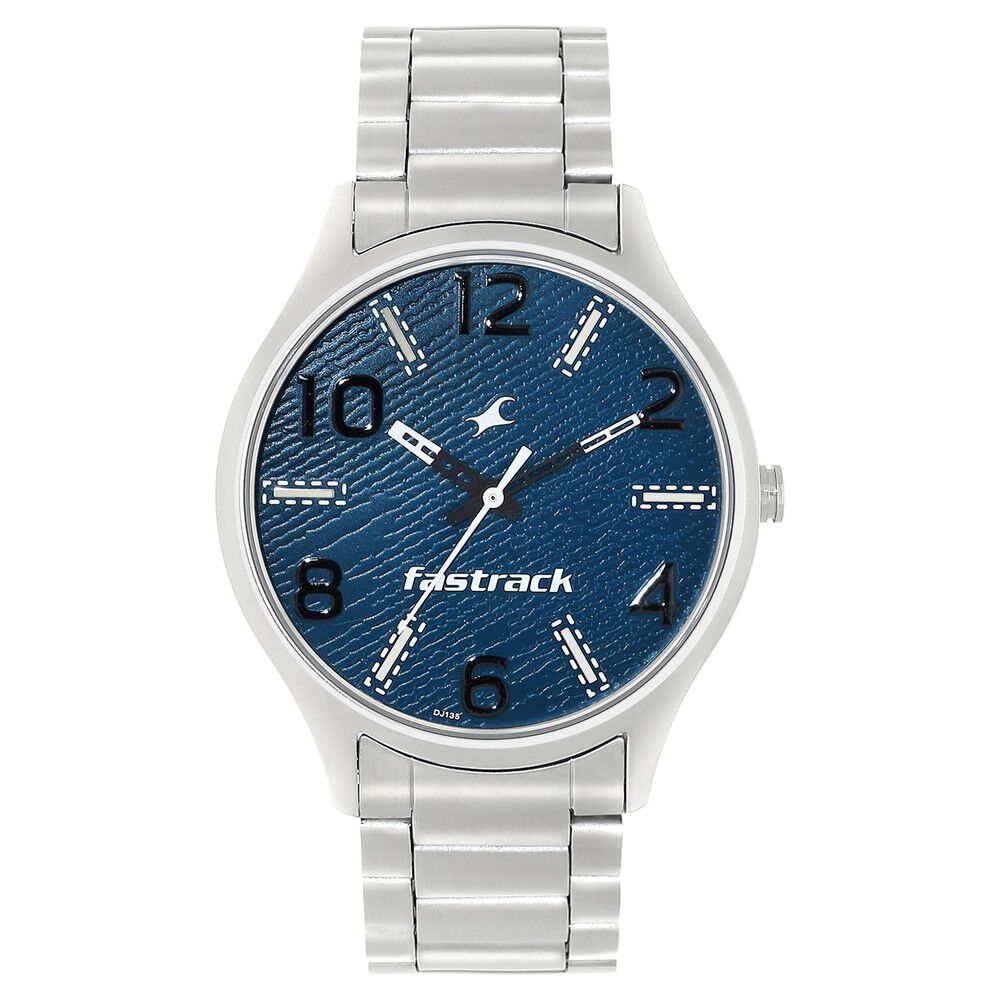 Fastrack Denim Quartz Analog Blue Dial Stainless Steel Strap Watch for Guys