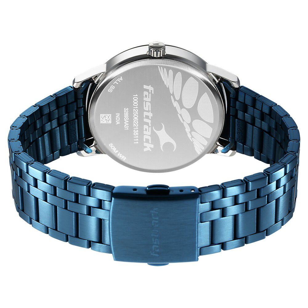 Fastrack Opulence Quartz Analog with Date Blue Dial Stainless Steel Strap Watch for Guys