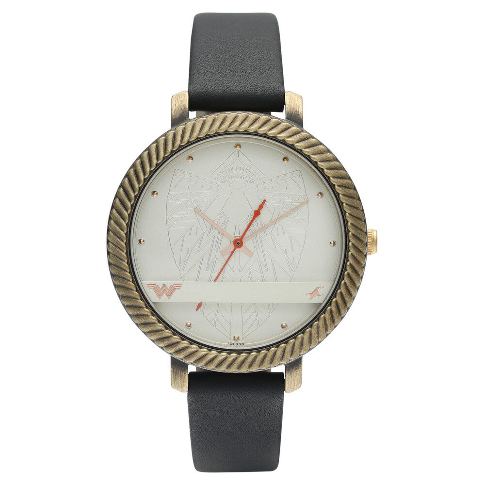 Fastrack Wonder Woman Quartz Analog Silver Dial Leather Strap Watch For