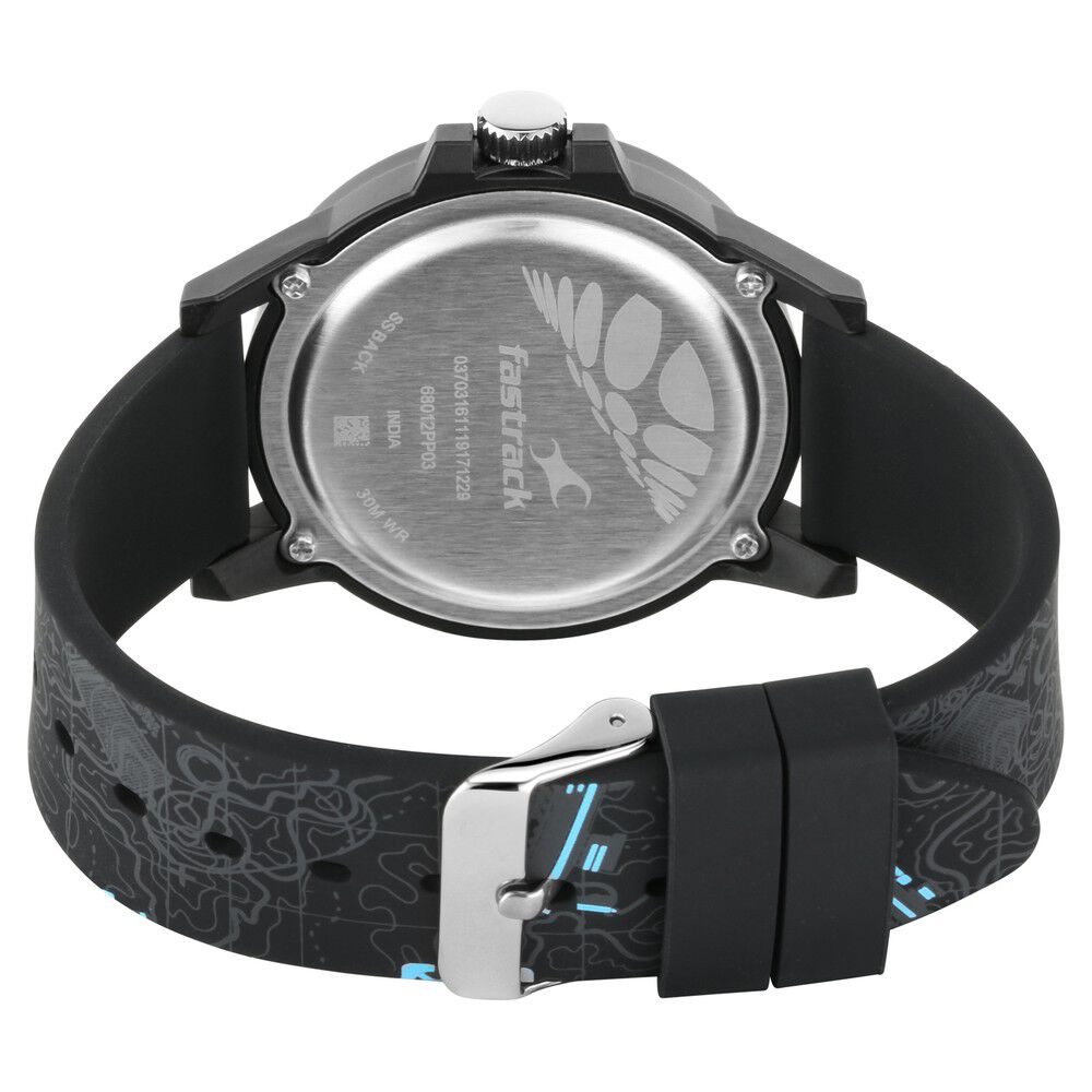 Fastrack Unisex Arcade cyberpunk Watch: Charcoal Hues with Aqua Accent
