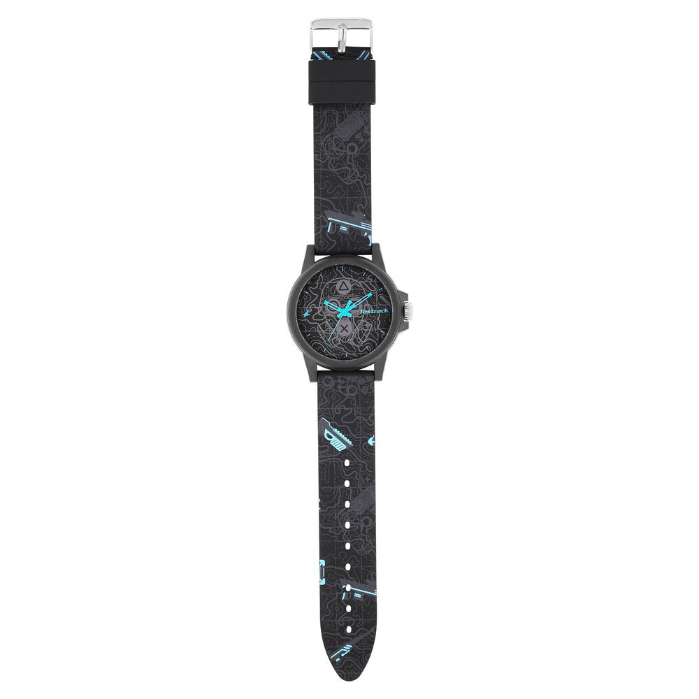 Fastrack Unisex Arcade cyberpunk Watch: Charcoal Hues with Aqua Accent
