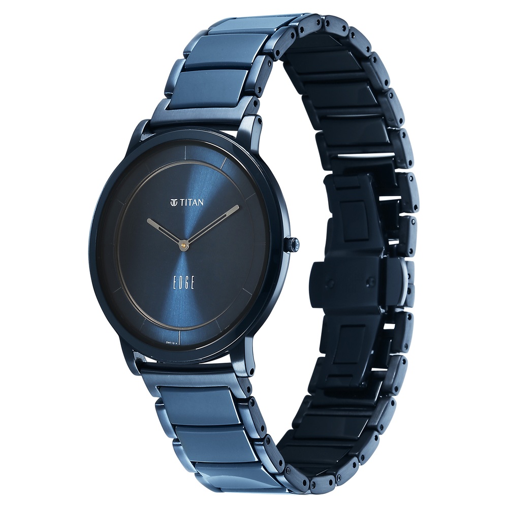 Buy Online Titan Edge Melange Slim Steel & Ceramic StrapÂ Blue Dial ...