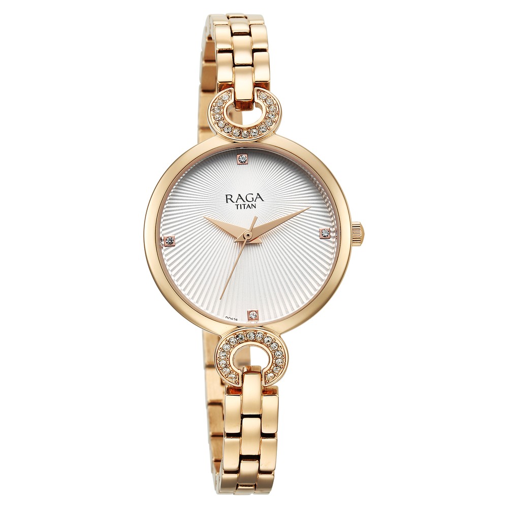 Buy Online Titan Raga Showstopper Quartz Analog White Dial Metal Strap ...