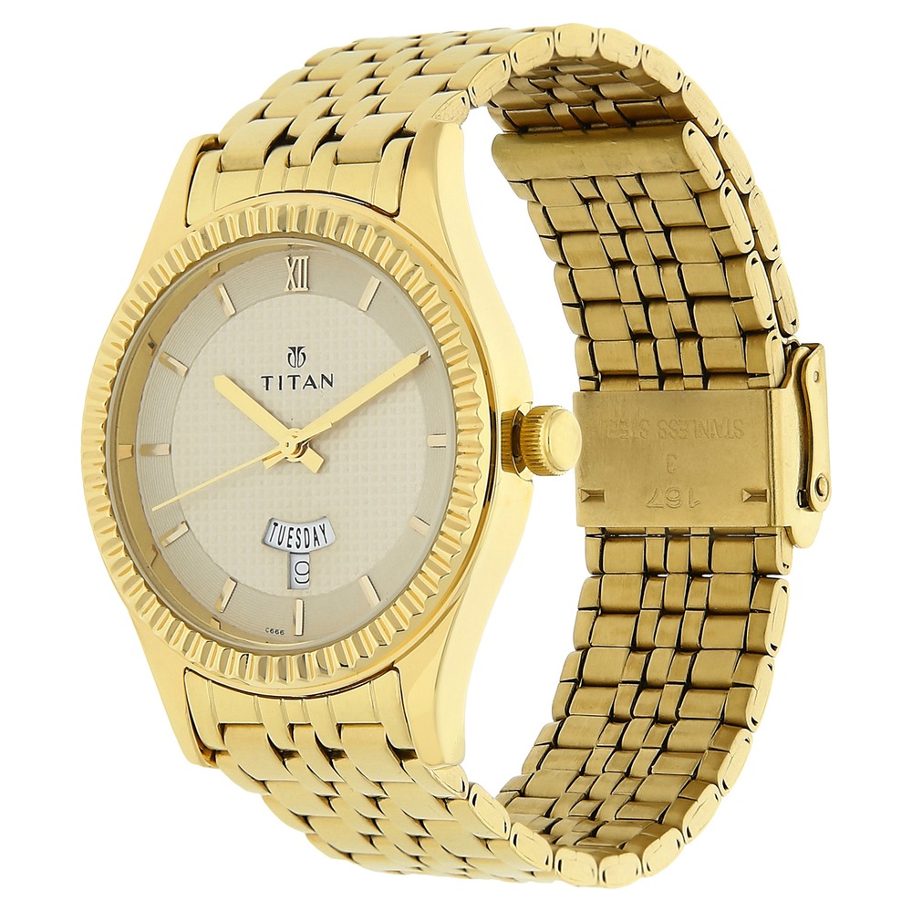 Buy Online Titan Quartz Analog with Day and Date White Dial Stainless ...