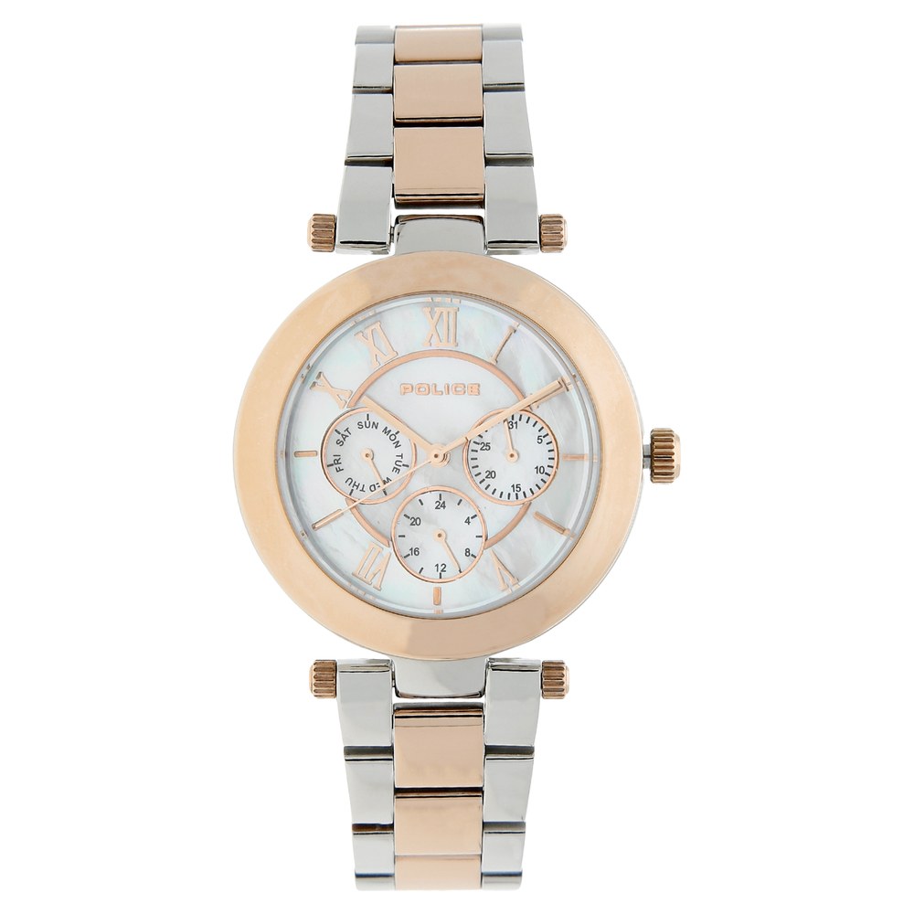 Buy Online Police Quartz Multifunction Mother Of Pearl Dial Metal Strap