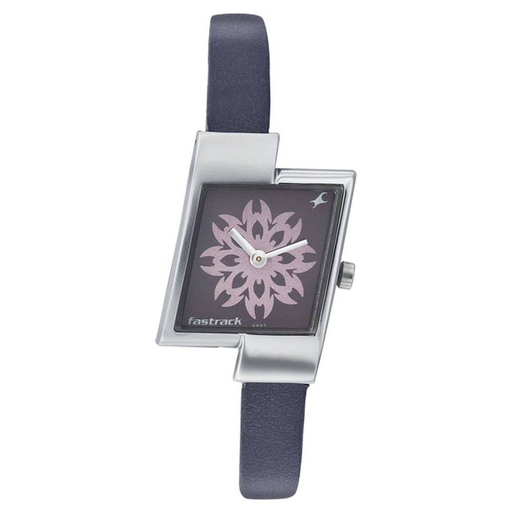 Buy Online Fastrack Quartz Analog Purple Dial Leather Strap Watch for ...
