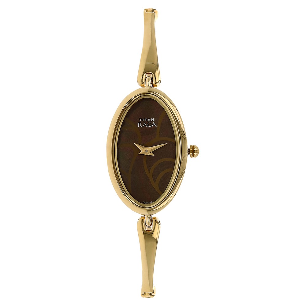 Buy Online Titan Quartz Analog Brown Dial Metal Strap Watch for Women ...