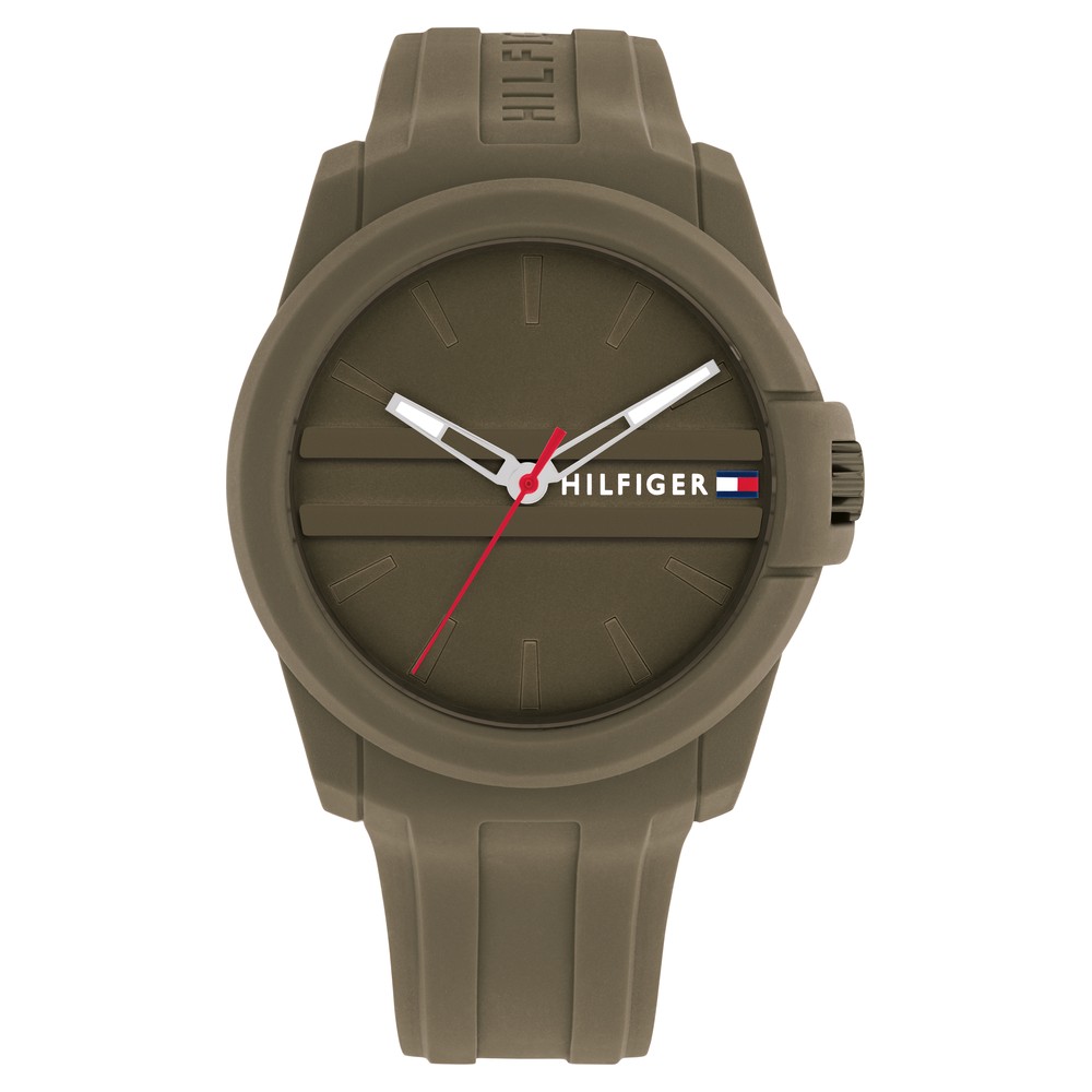 Buy Online Tommy Hilfiger Quartz Analog Green Silicone Strap for Men ...