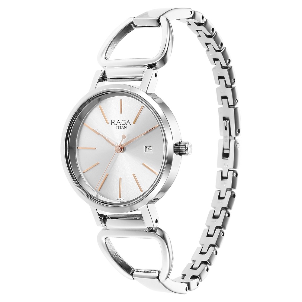 Buy Online Titan Raga Viva Silver Analog Date Metal Strap watch for ...