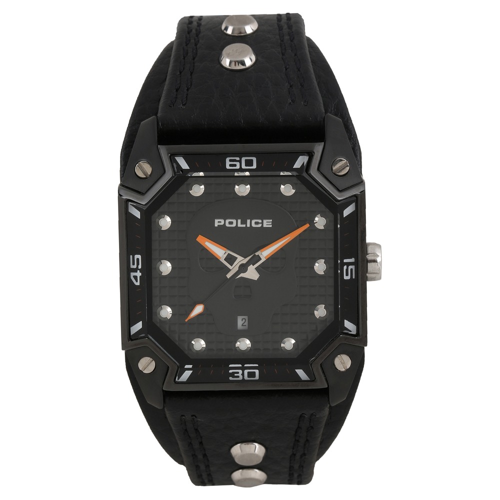 Buy Online Police Quartz Analog Black Dial Leather Strap Watch for Men ...